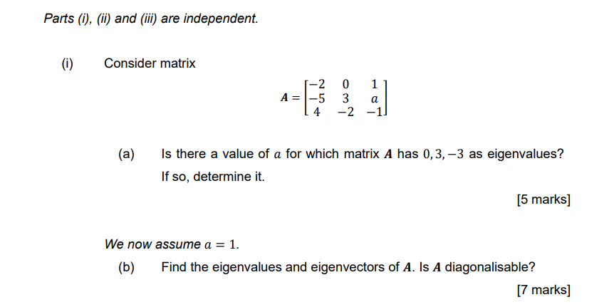 Solved Parts (i), (ii) ﻿and (iii) ﻿are independent.(i) | Chegg.com