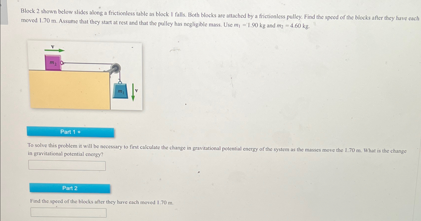 Solved Block 2 ﻿shown below slides along a frictionless | Chegg.com