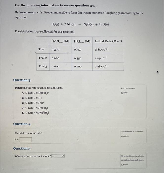 Solved Use the following information to answer questions | Chegg.com