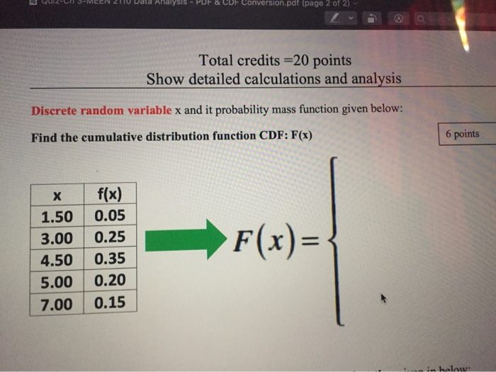 Solved ysis PDF CDF Conversion.pdf (page 2 of 2) Total | Chegg.com