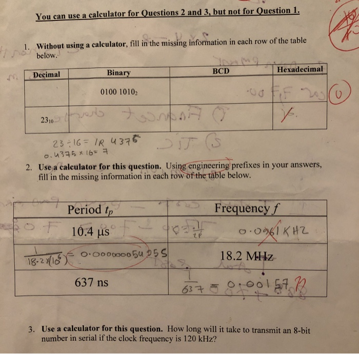 Solved You can use a calculator for Questions 2 and 3, but | Chegg.com