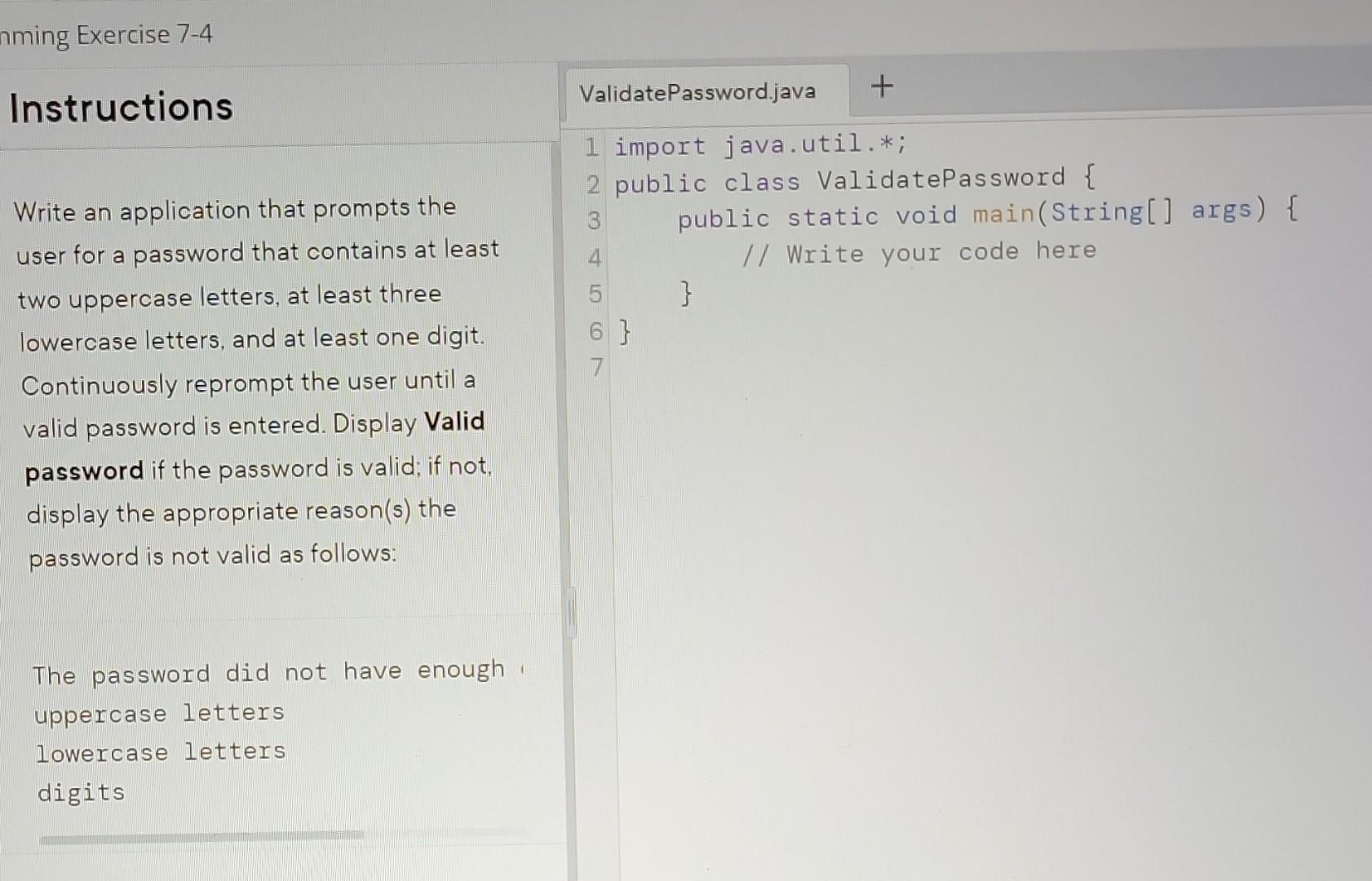 Solved The password did not have enough ' uppercase letters | Chegg.com