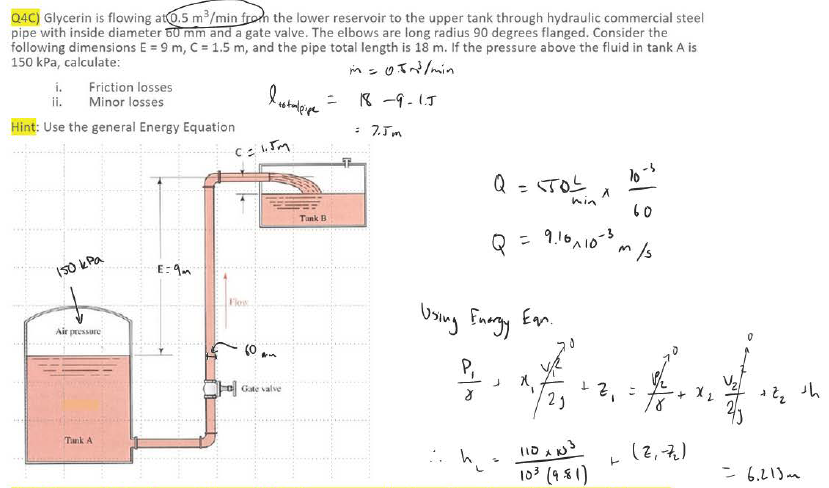 Solved Show me the steps to solve: ﻿Glycerin is flowing at | Chegg.com