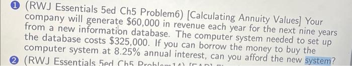 Solved (RWJ Essentials 5ed Ch5 Problem6) [Calculating | Chegg.com