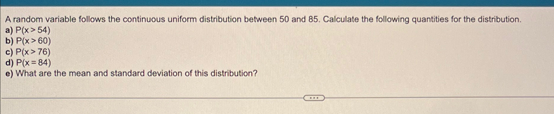 Solved A random variable follows the continuous uniform | Chegg.com