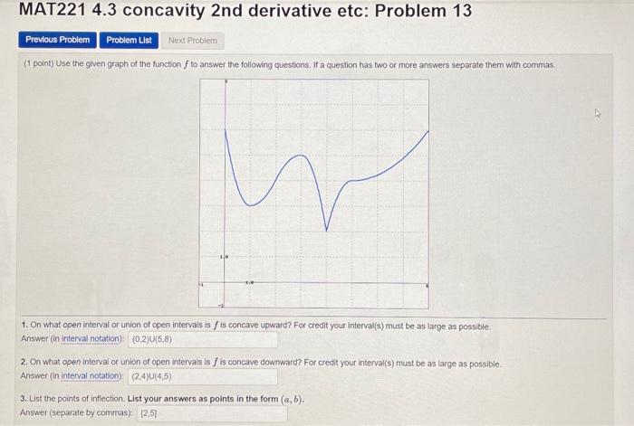 Solved Mat221 43 Concavity 2 Nd Derivative Etc Problem 13 9750