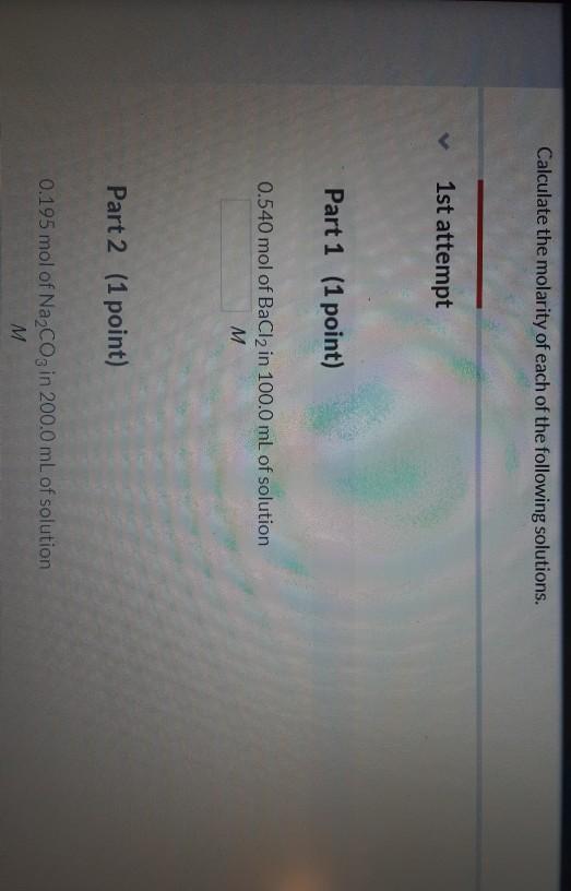 Solved Calculate the molarity of each of the following | Chegg.com