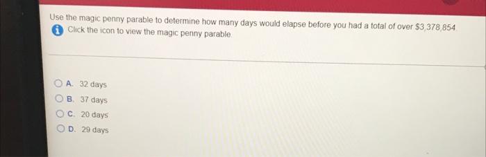Solved Use the magic penny parable to determine how many | Chegg.com