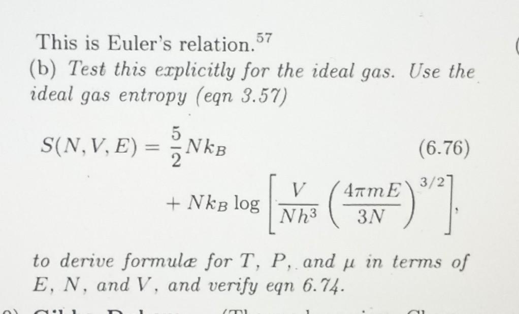6.8) Euler. (Thermodynamics, Chemistry) @ (a) Using | Chegg.com