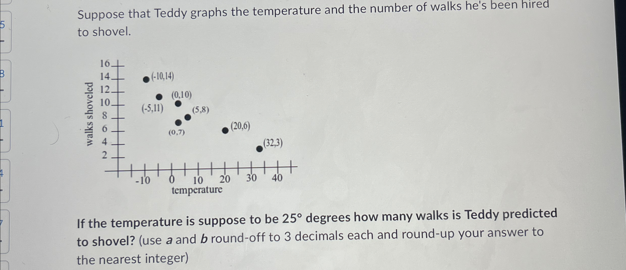 Solved Suppose that Teddy graphs the temperature and the | Chegg.com