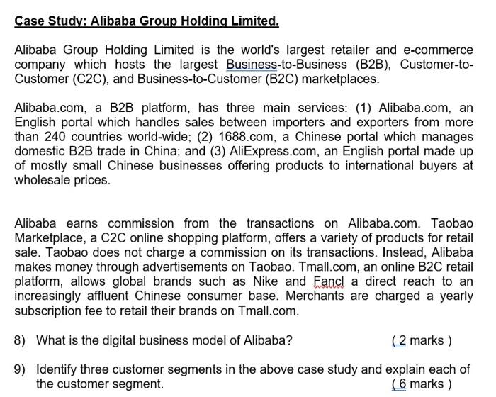 Solved Case Study: Alibaba Group Holding Limited. Alibaba | Chegg.com