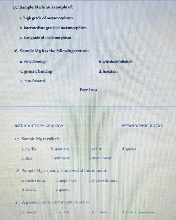 Solved 11.4 LAB EXERCISE Part A - Metamorphic Rock | Chegg.com