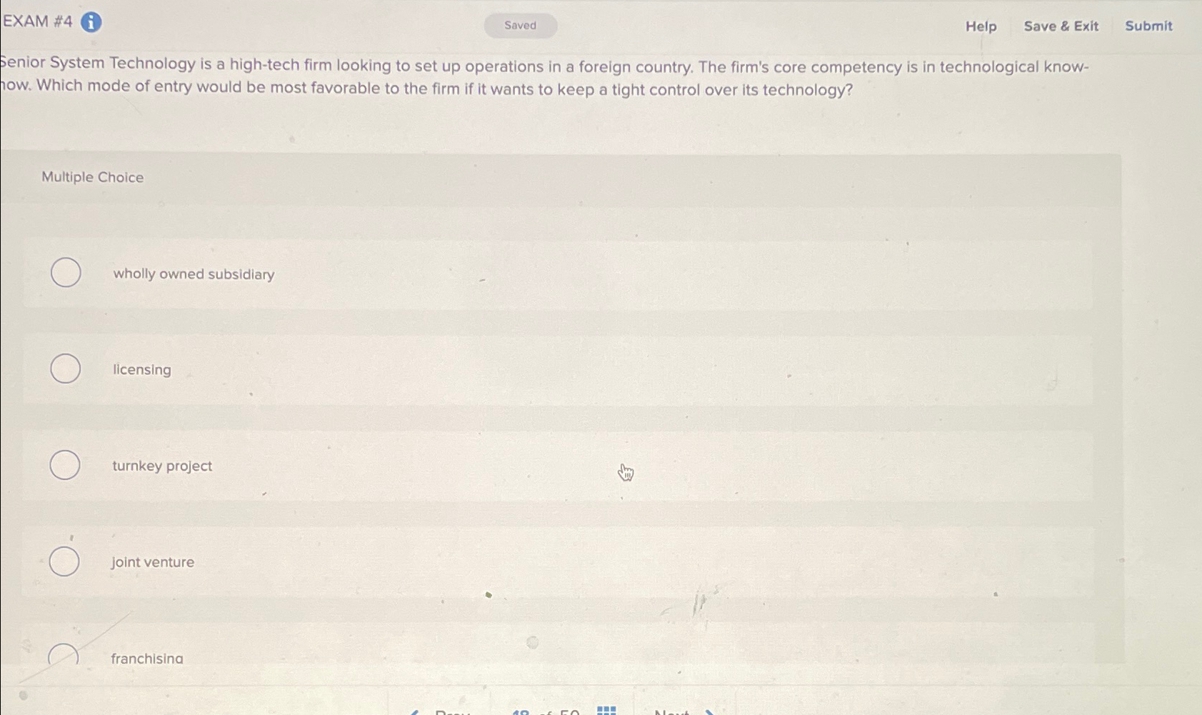 Solved EXAM #4HelpSave & ExitSubmitSenior System Technology | Chegg.com