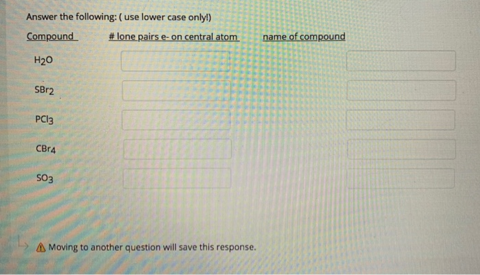 Solved Answer the following: (use lower case only!) Compound | Chegg.com