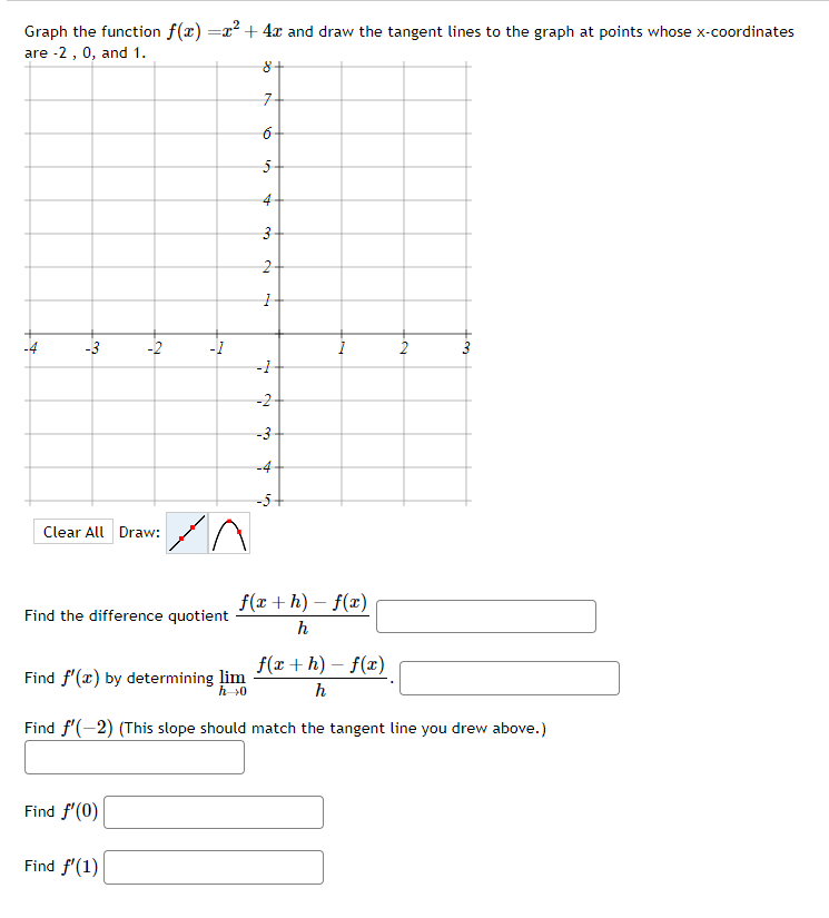 Solved Graph the function f(x)=x2+4x ﻿and draw the tangent | Chegg.com