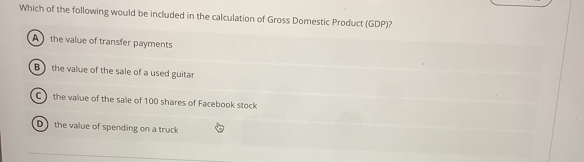 Solved Which of the following would be included in the | Chegg.com
