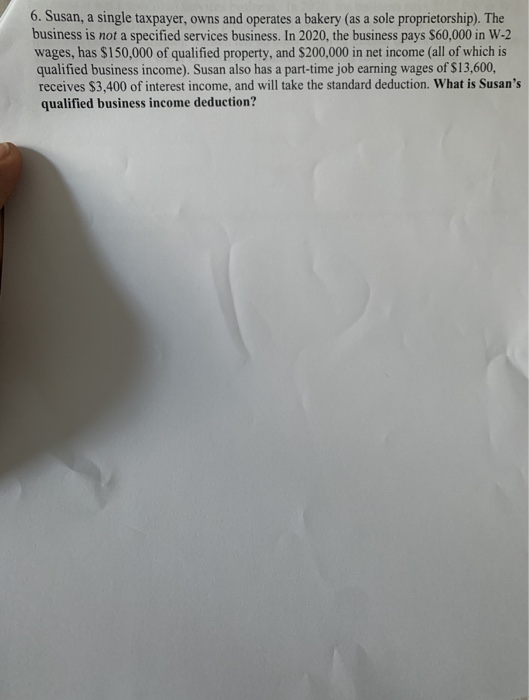 6. Susan, a single taxpayer, owns and operates a | Chegg.com