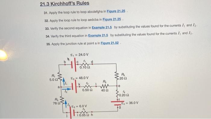 Solved 21.3 Kirchhoff's Rules 31. Apply the loop rule to | Chegg.com