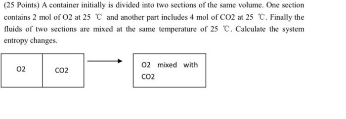 Solved (25 Points) A container initially is divided into two | Chegg.com