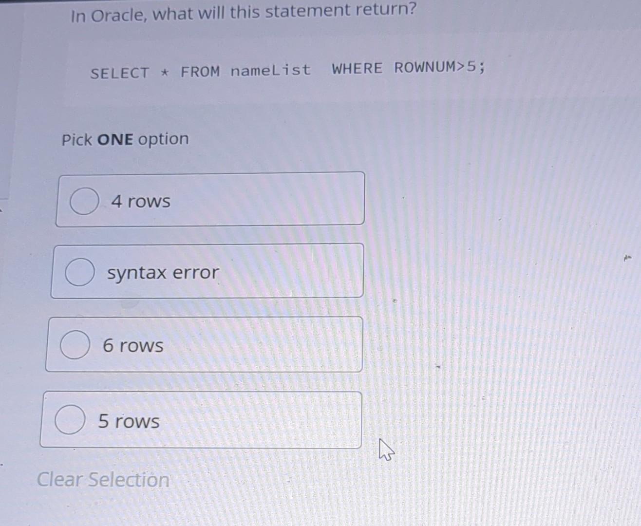 Solved 12. SQL Row Numbers Let the following statement | Chegg.com
