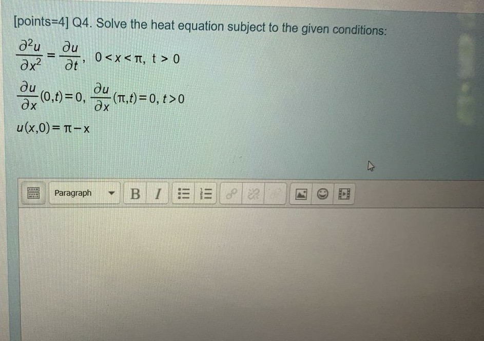 Solved [points=4] Q4. Solve the heat equation subject to the | Chegg.com
