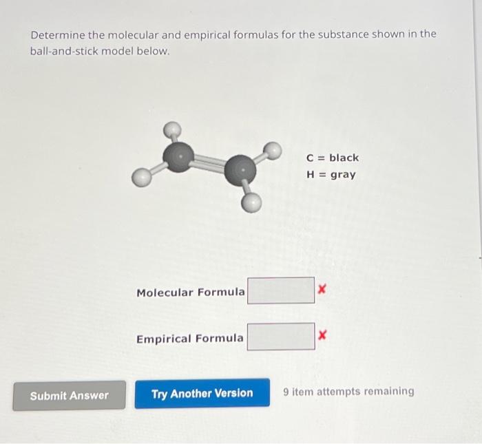 Solved Determine the molecular and empirical formulas for | Chegg.com