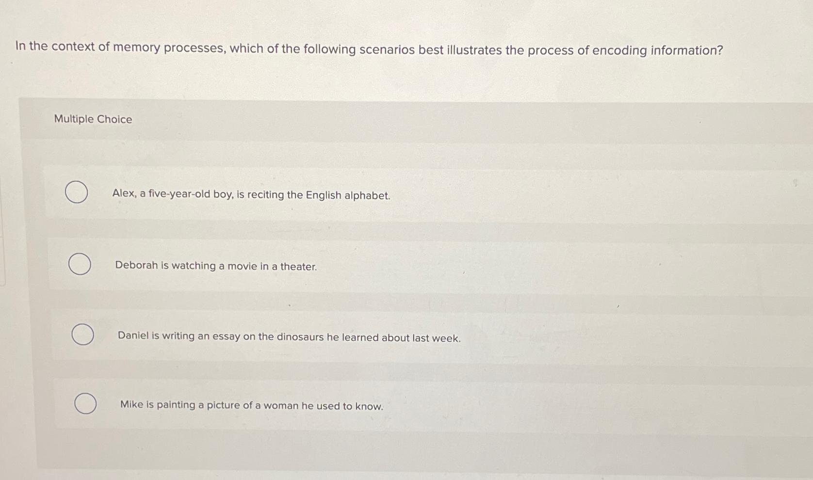 Solved In the context of memory processes, which of the | Chegg.com