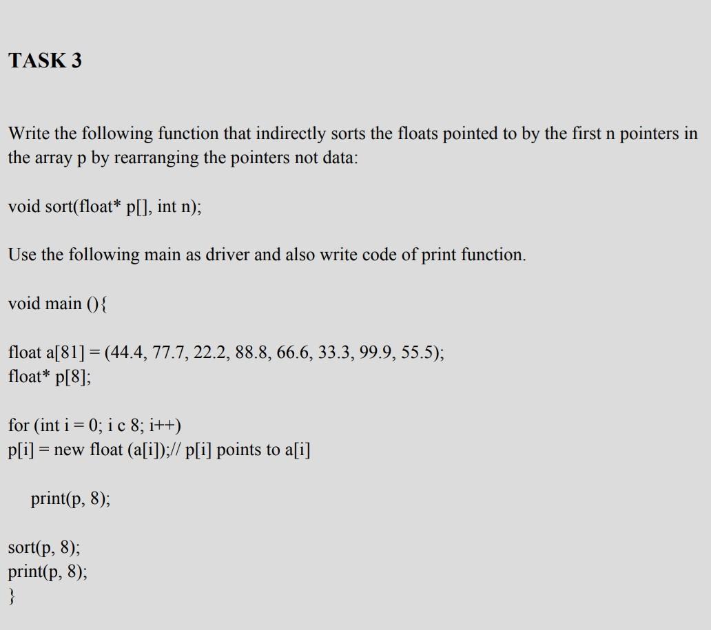 Solved TASK 3 Write the following function that indirectly | Chegg.com