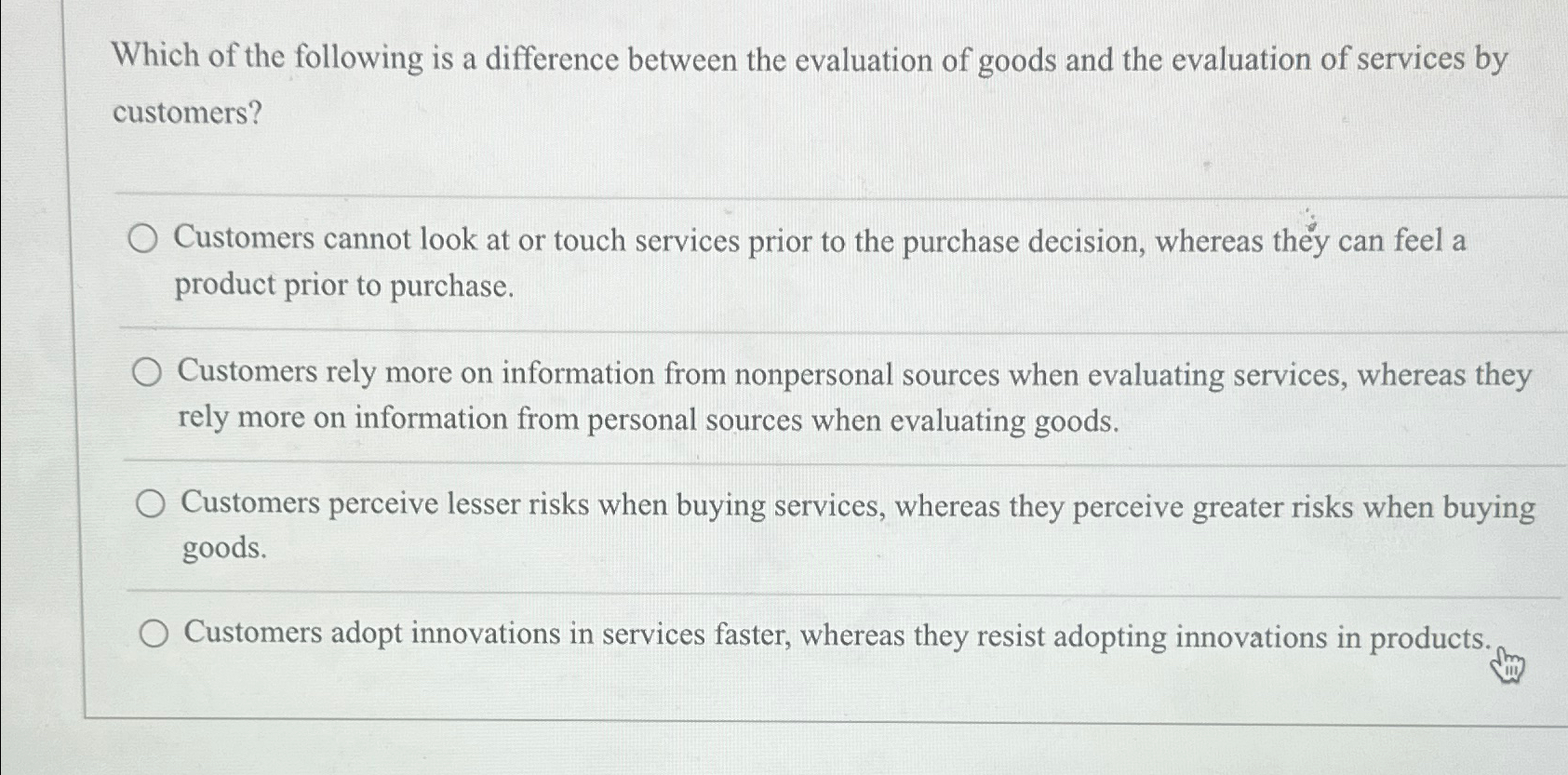 Solved Which of the following is a difference between the | Chegg.com