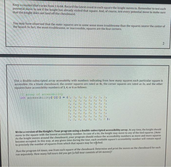 Solved 1 - (Knight's Tour) One of the more interesting | Chegg.com
