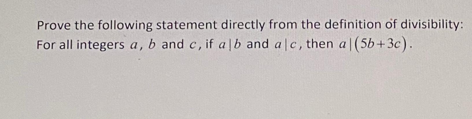 Solved Prove the following statement directly from the | Chegg.com