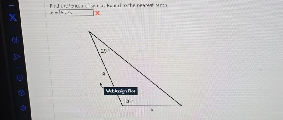 Solved Find the length of side x. ﻿Round to the nearest | Chegg.com