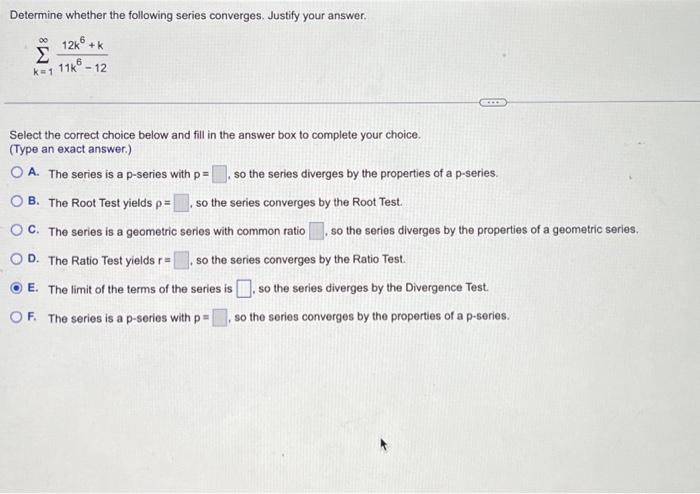 Solved Determine whether the following series converges. | Chegg.com