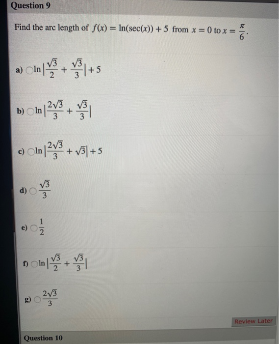 Solved Question 9 TE Find the arc length of f(x) = | Chegg.com