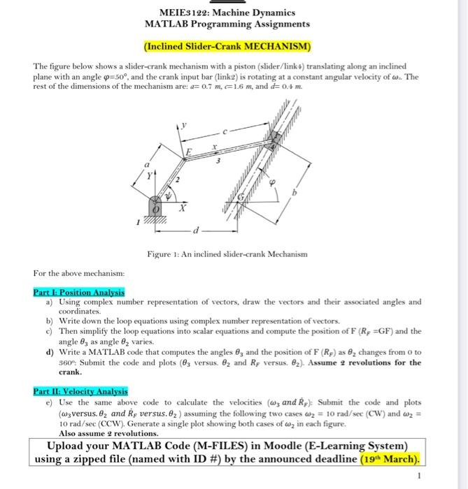 MEIEs122: Machine Dynamics MATLAB Programming | Chegg.com