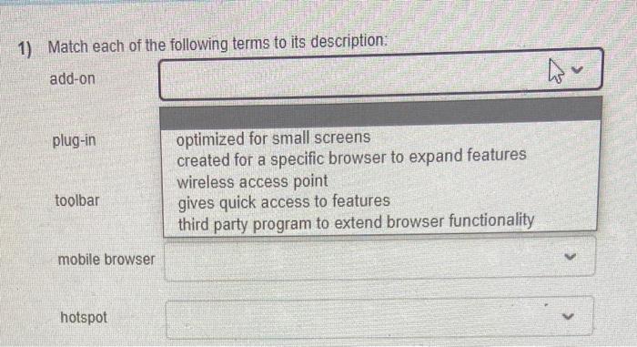 Solved 1) Match each of the following terms to its | Chegg.com