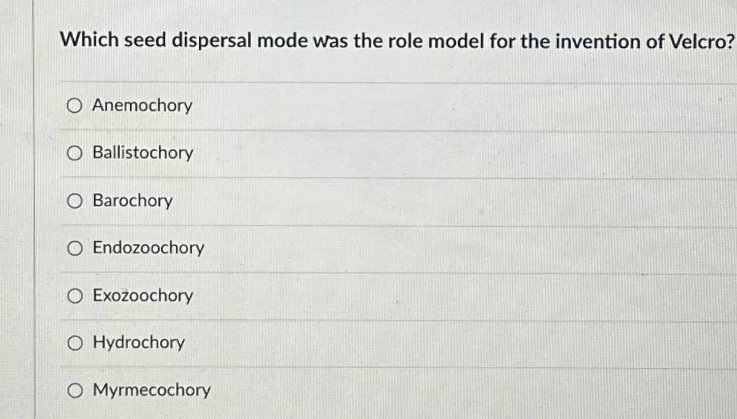 Solved Which seed dispersal mode was the role model for the | Chegg.com