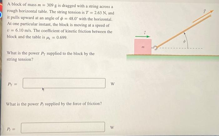 Solved = A block of mass m = 309 g is dragged with a string | Chegg.com