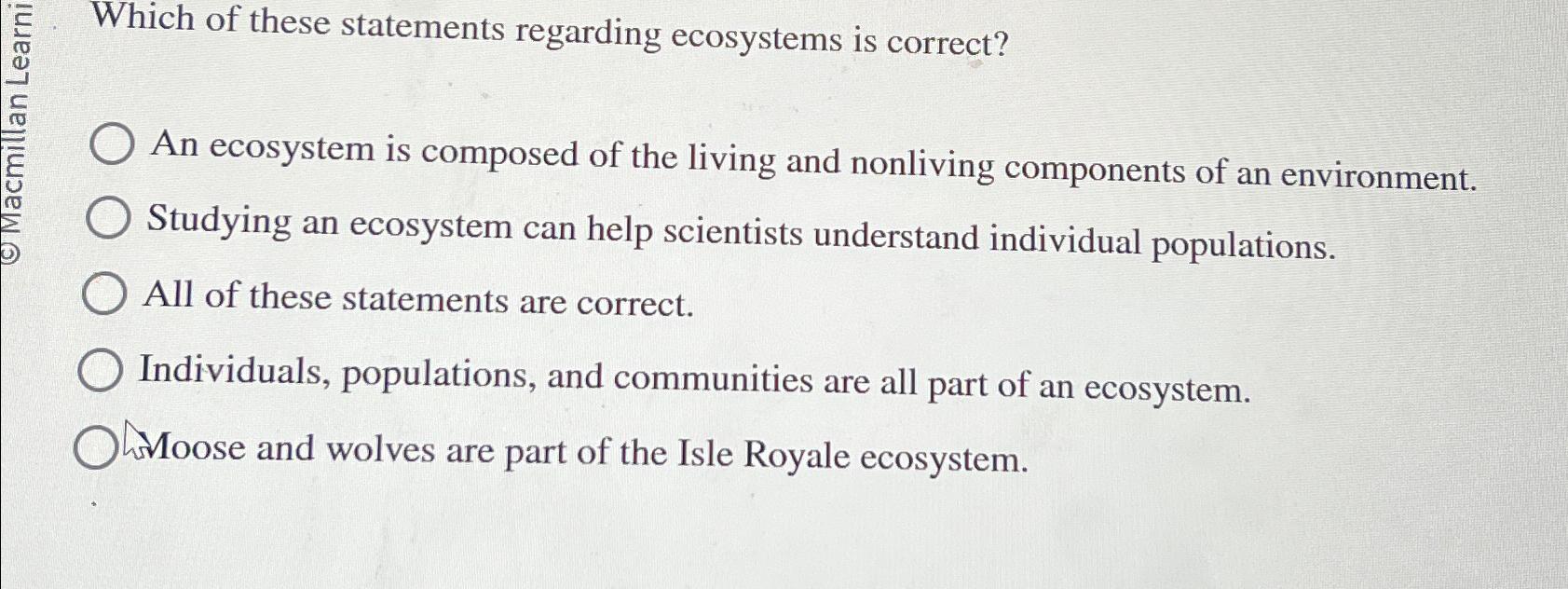 Solved Which of these statements regarding ecosystems is | Chegg.com