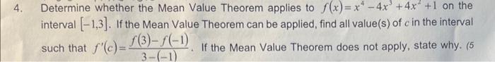 Solved Determine whether the Mean Value Theorem applies to | Chegg.com