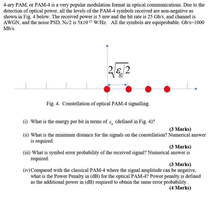 4-ary PAM, or PAM-4 is a very popular modulation | Chegg.com