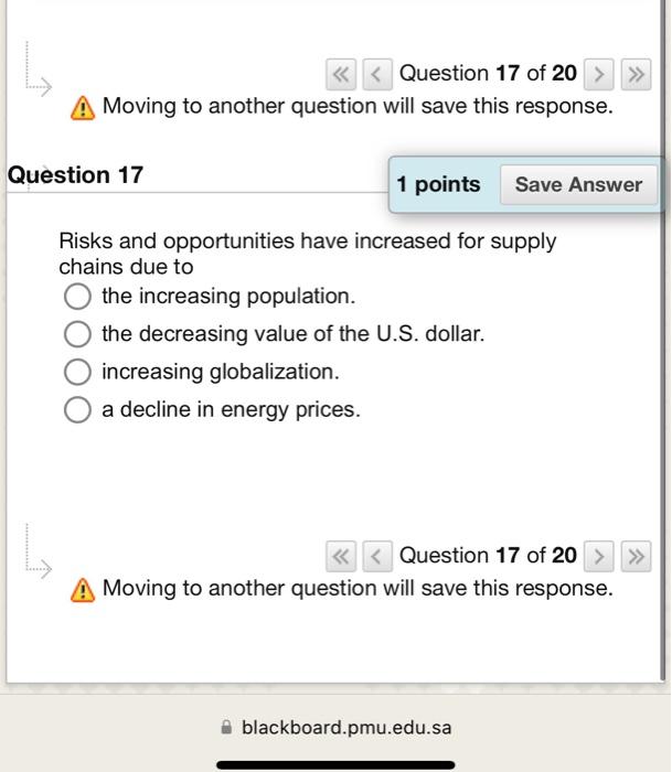 Solved Question 17 of 20 A Moving to another question will | Chegg.com