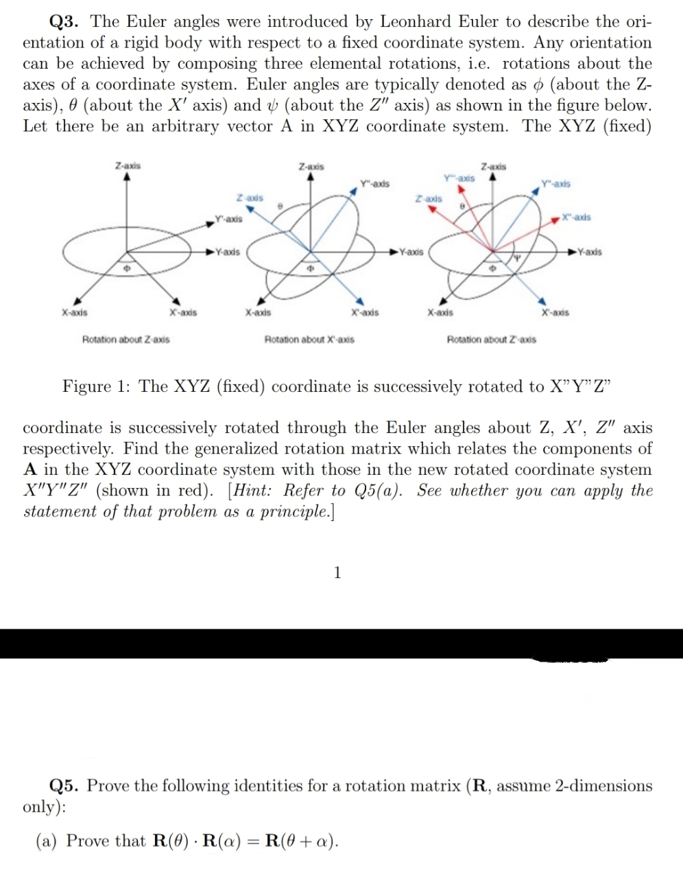 Solved Q3. ﻿The Euler angles were introduced by Leonhard | Chegg.com