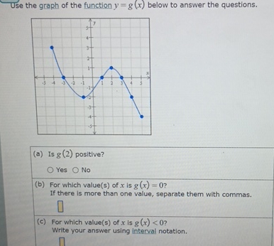 Solved Use the graph of the function y=g(x) ﻿below to answer | Chegg.com