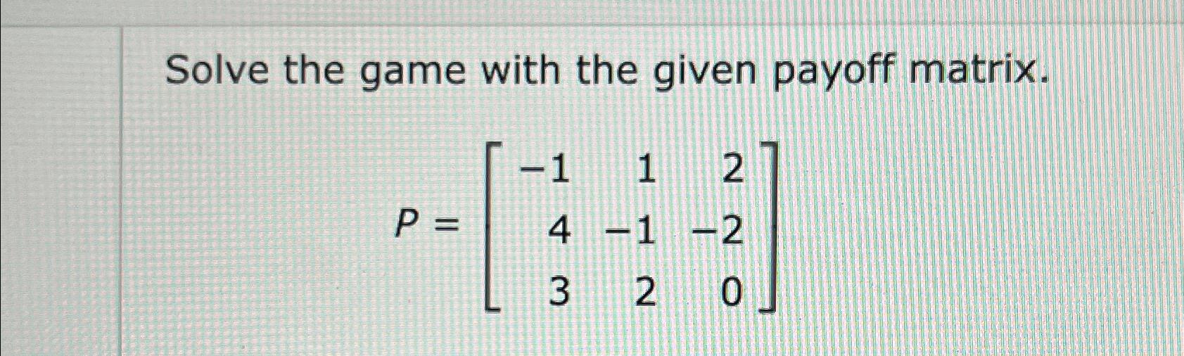 Solved Solve the game with the given payoff | Chegg.com