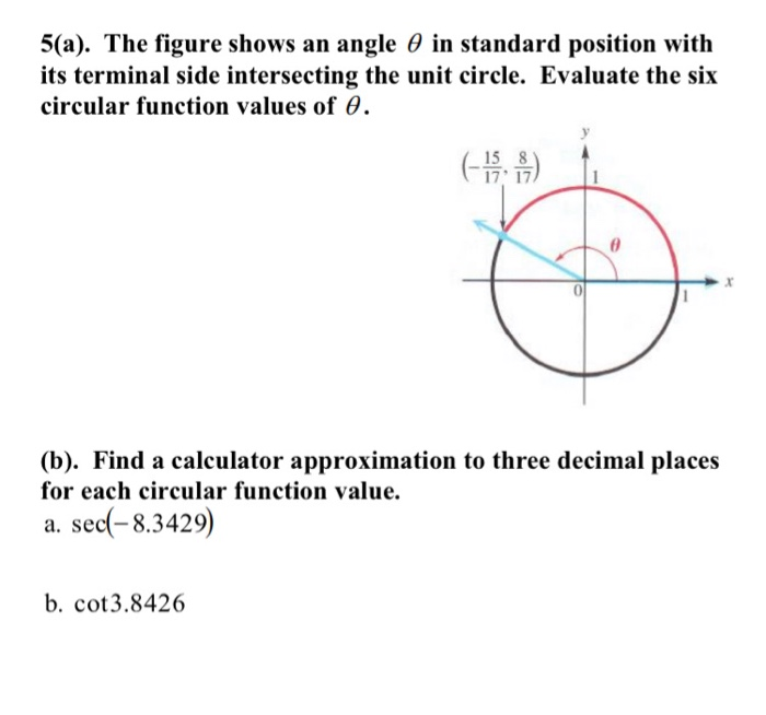 Solved 5(a). The figure shows an angle 0 in standard | Chegg.com