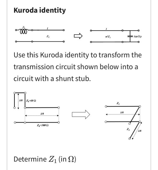 Kuroda identity Use this Kuroda identity to transform | Chegg.com