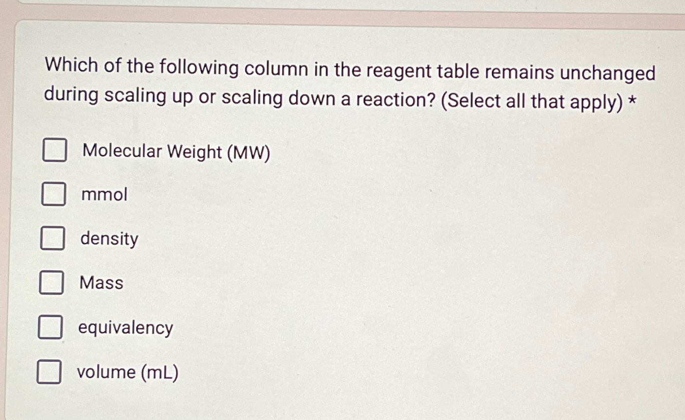 Solved Which of the following column in the reagent table | Chegg.com