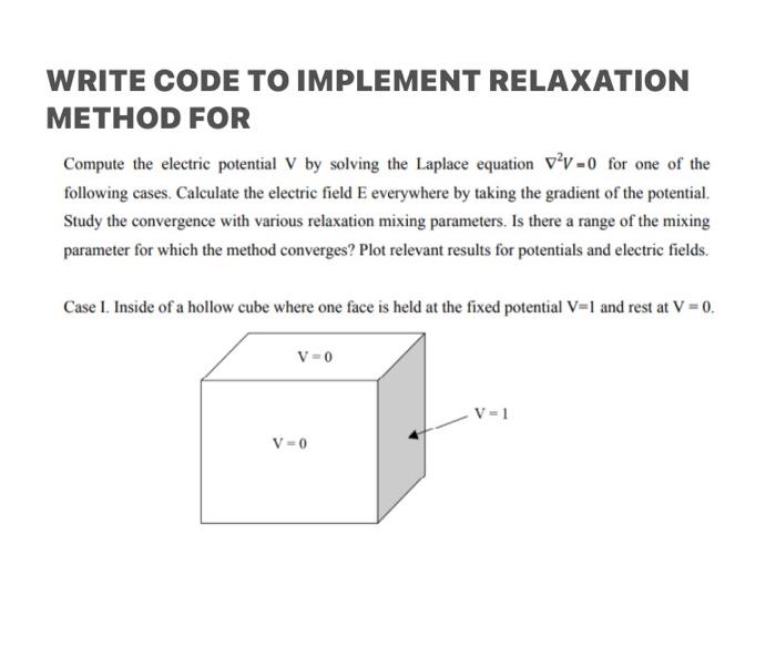 Must use relaxation method and include code!!!!MUST | Chegg.com