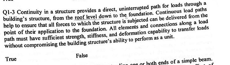 Solved Q1-3 Continuity in a structure provides a direct, | Chegg.com